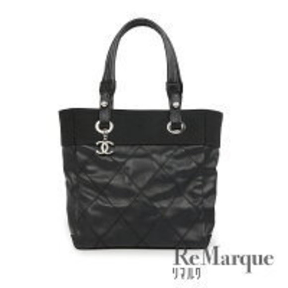 CHANEL | Bags | Chanel Paris Biarritz Tote Pm Black Canvas Sv Seal Bag ...